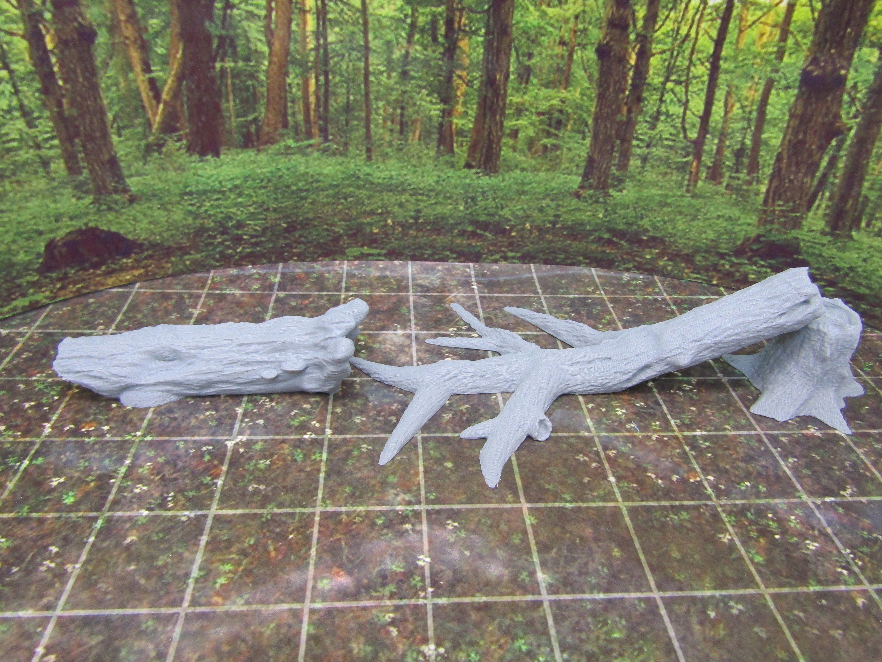 Fallen Tree and Mossy Log Pair Mini Scenery Terrain 3D Printed Model 28 ...
