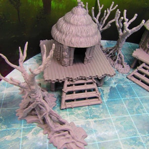 11pc Swamp / Marsh Huts and Trees Set Scatter Terrain Scenery 3D ...