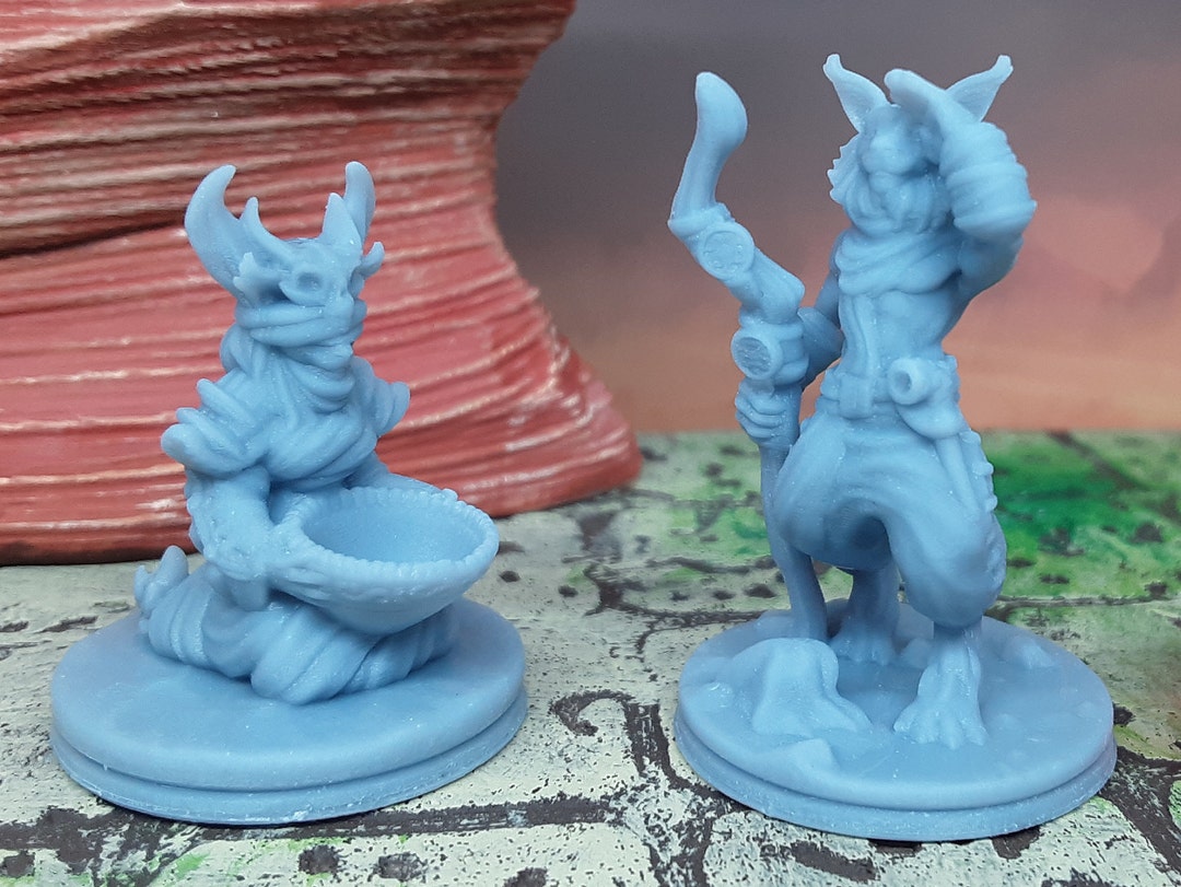Catfolk Pair Seer and Guide Mini Miniatures 28mm Figure RPG Tabletop ...