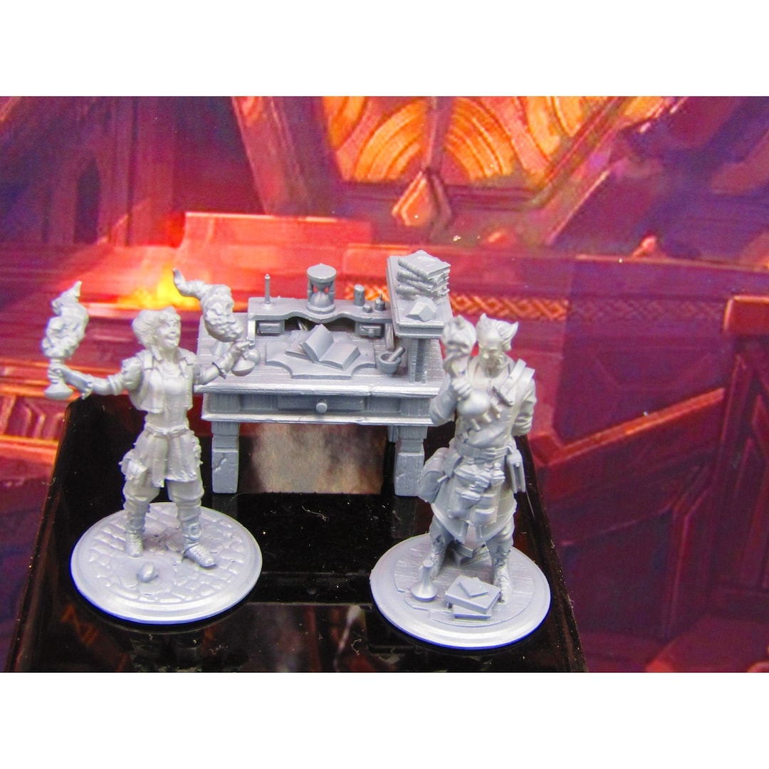 Alchemists Mad Scientist Pair & Workshop Desk Mini Miniature Model ...