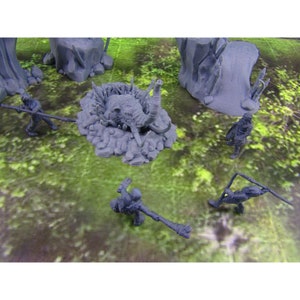 8pc Mammoth Ambush Set W/ Prehistoric Cavemen Tribal Hunter Minis ...