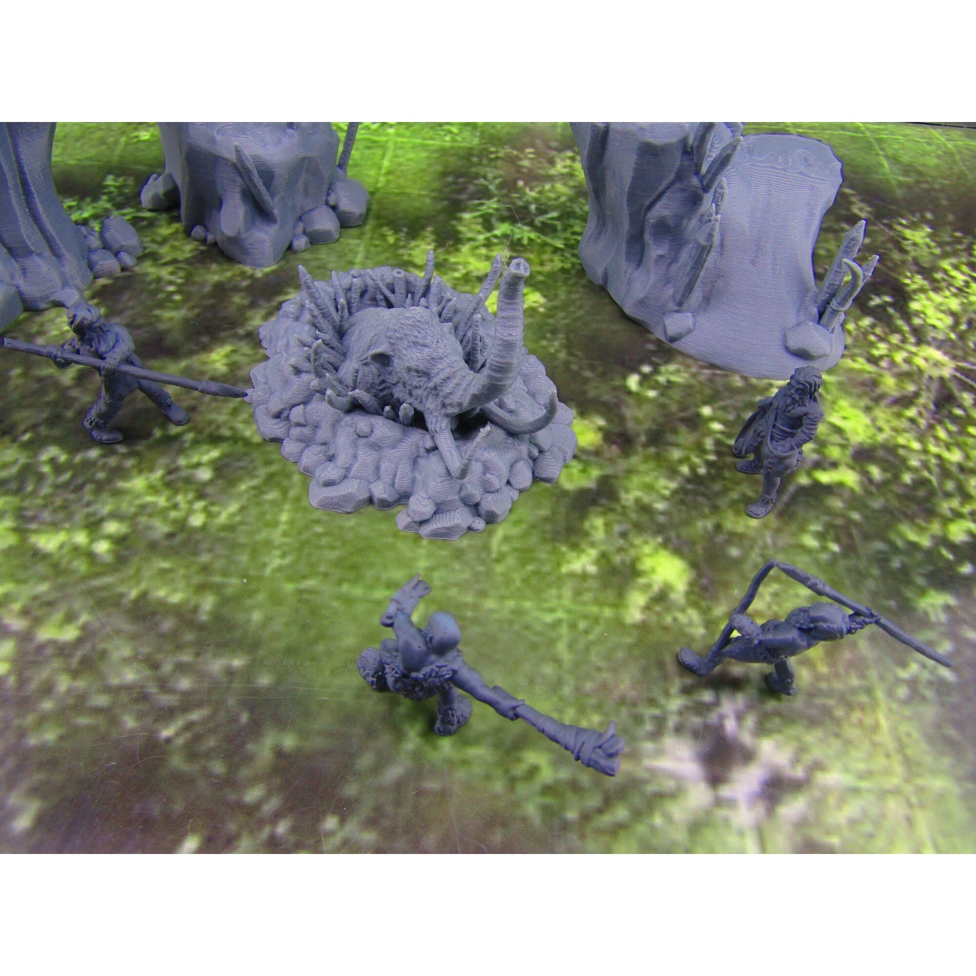 8pc Mammoth Ambush Set W/ Prehistoric Cavemen Tribal Hunter Minis ...