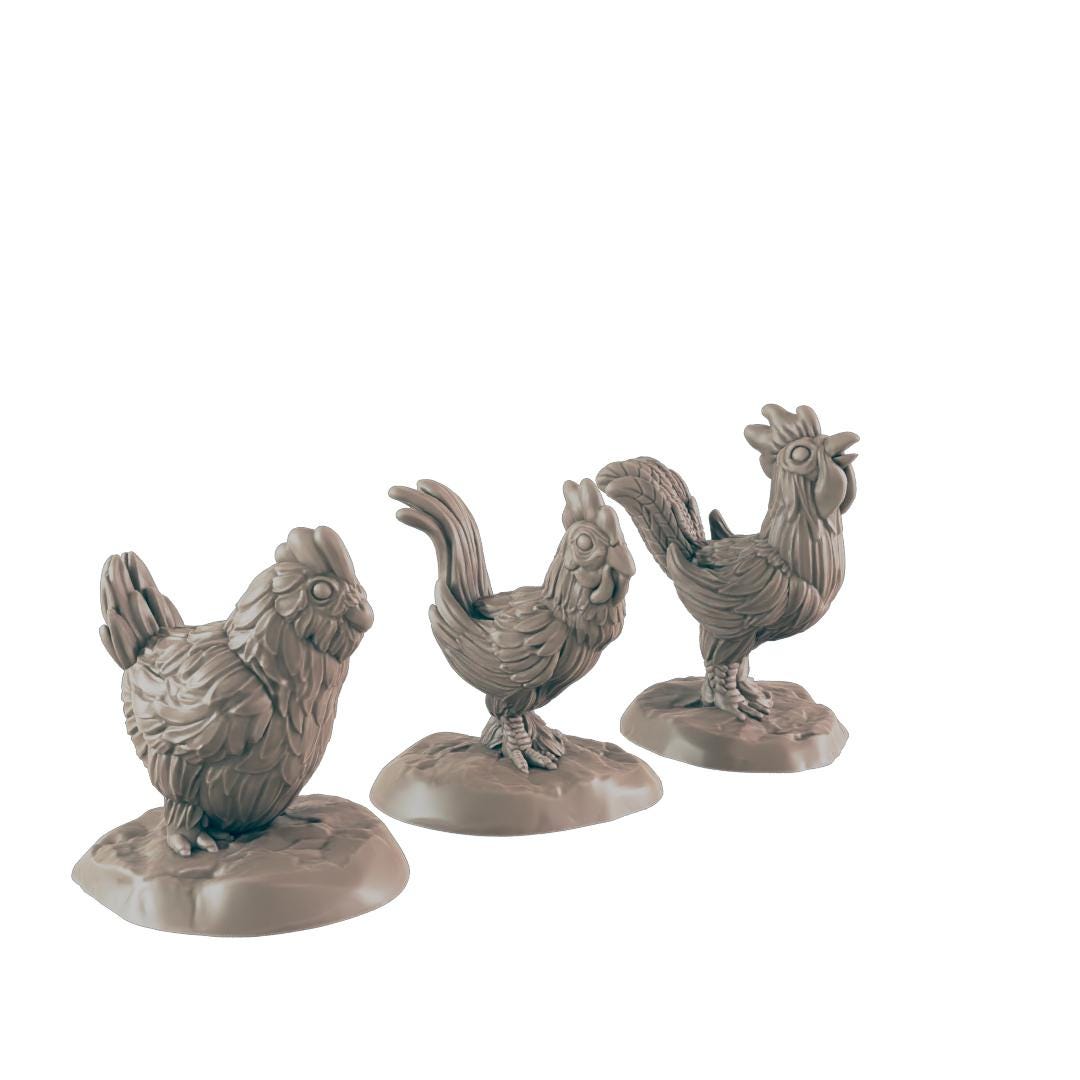 Chickens Mini | Farm Animals | Dungeons and Dragons NPC Figure ...