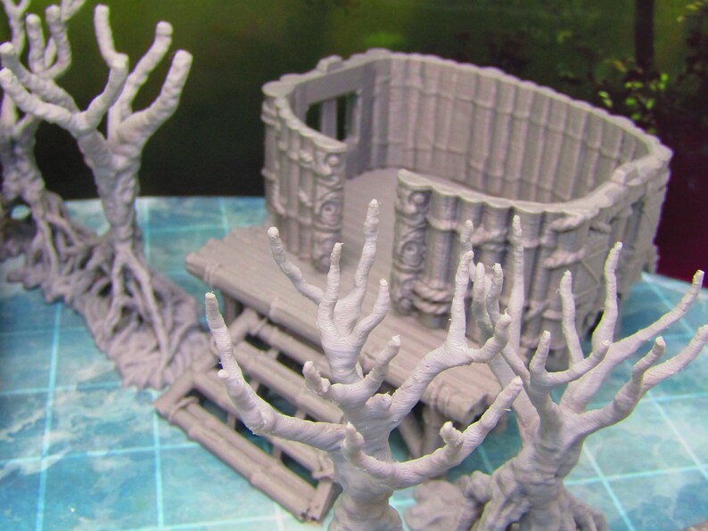11pc Swamp / Marsh Huts and Trees Set Scatter Terrain Scenery 3D ...