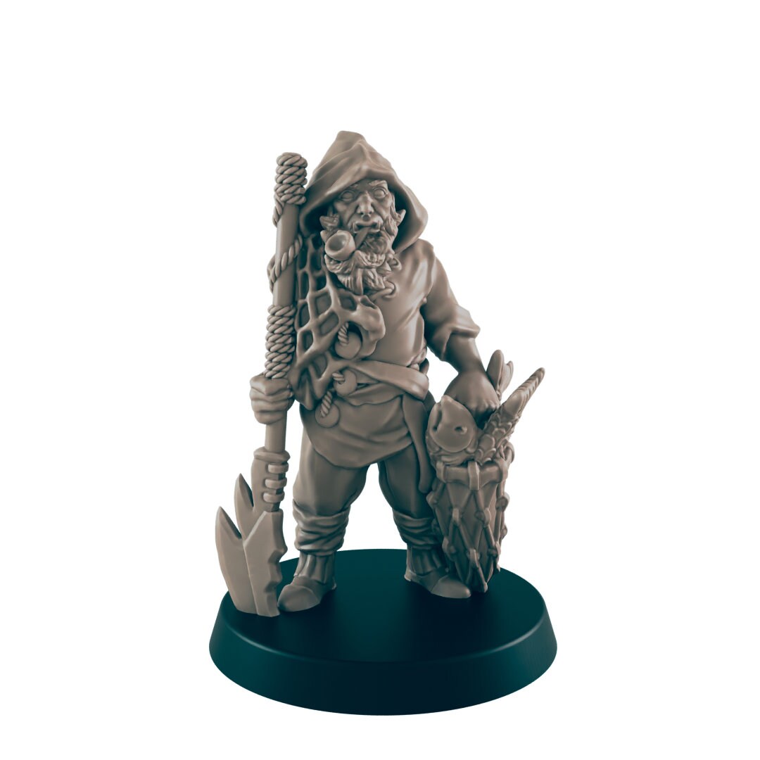 Half Orc Mini Fisherman W/ Bounty Male Monster Townsfolk NPC Figure Dnd ...