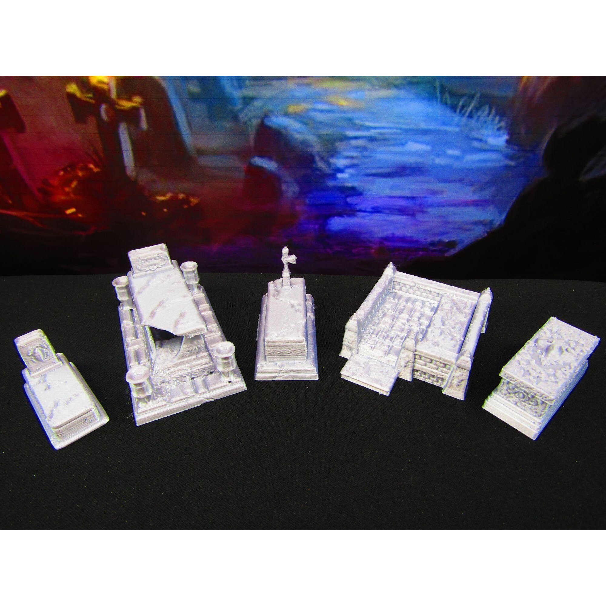 5 Tomb Gravesite Vault 7pc Grave Set for Graveyard / Cemetery Scatter ...