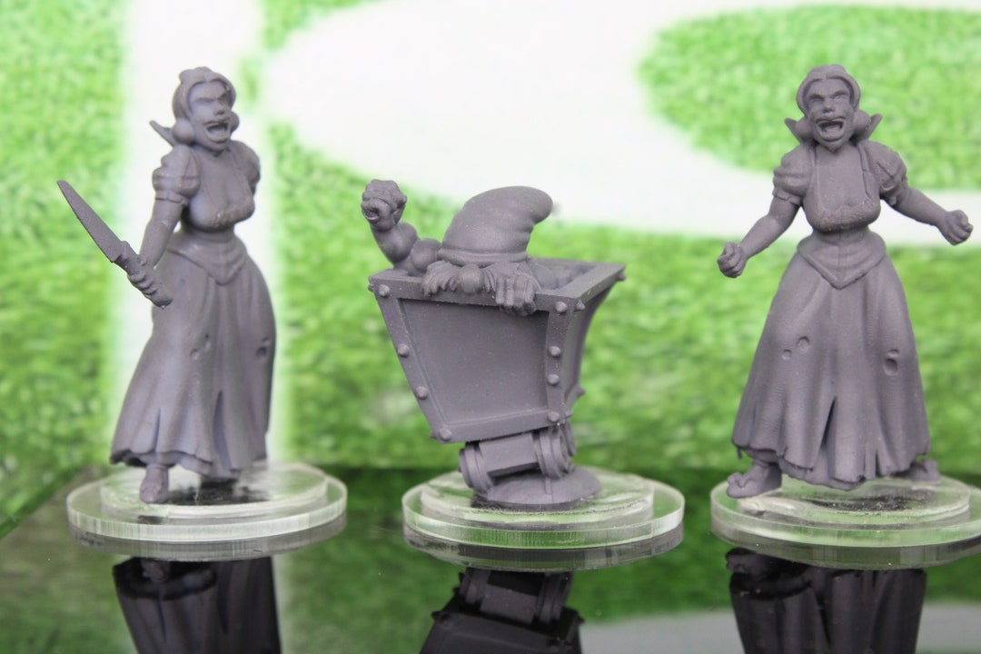 3pc Snow White Star Player & Minecart Dwarf Mini Miniature Model ...