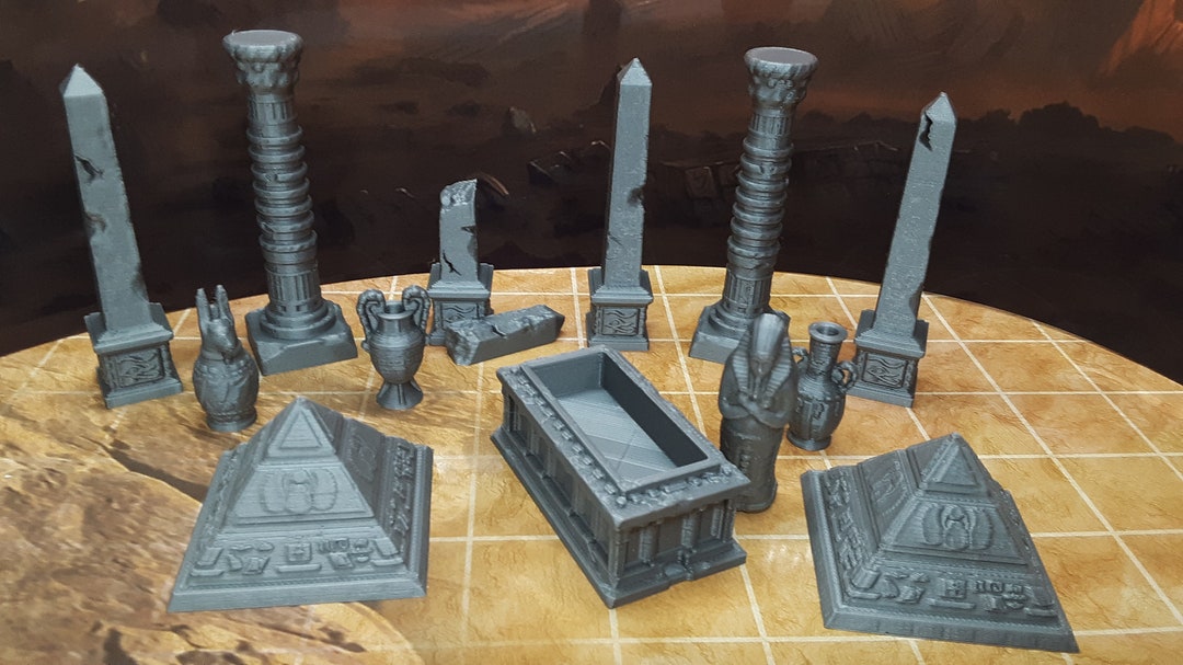 13 Piece Egyptian Tomb Decoration Set Mummy Pharaoh Scatter Terrain ...