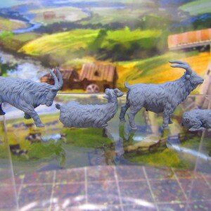 4pc Goats Set Farm Animals Livestock Mini Miniature 3D Printed Figure ...