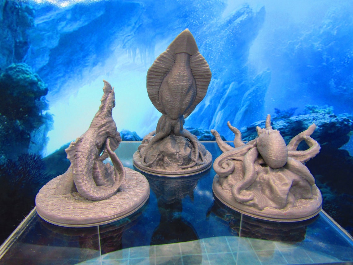 3pc Sea Creature Monster Set Mini Miniature 3D Printed Figure | Etsy