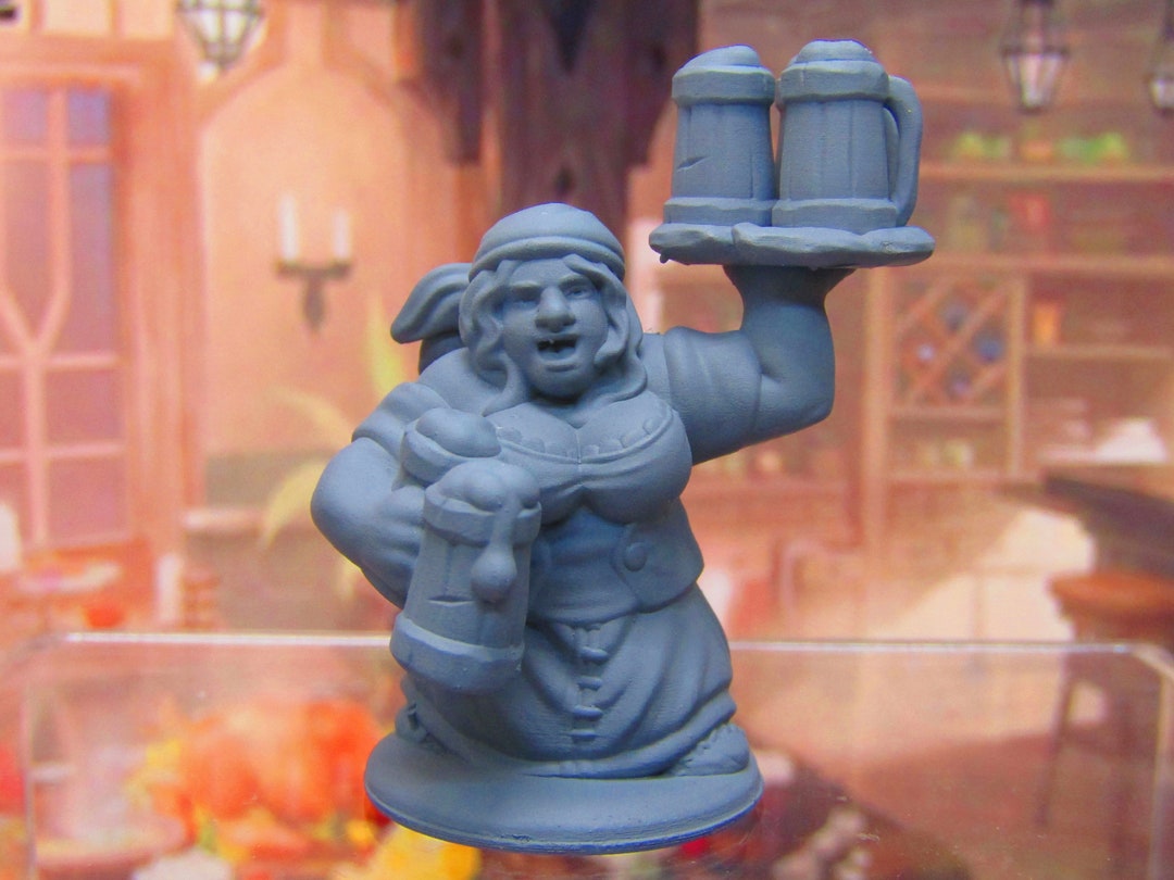 Dwarven Female Waitress Bartender Mini Miniature Dwarf 3D Printed Model ...