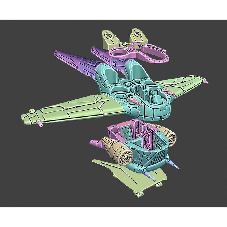 Large Modular Starfighter "sparrowhawk" Space Ship W/ Pilot Minis ...