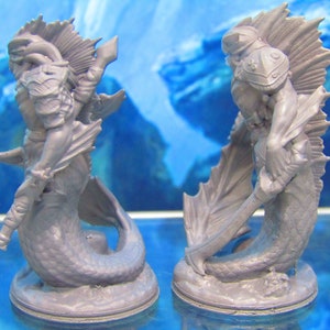 Merrow Merman Monster Sea Creature Pair Mini Miniature Figure 3D ...