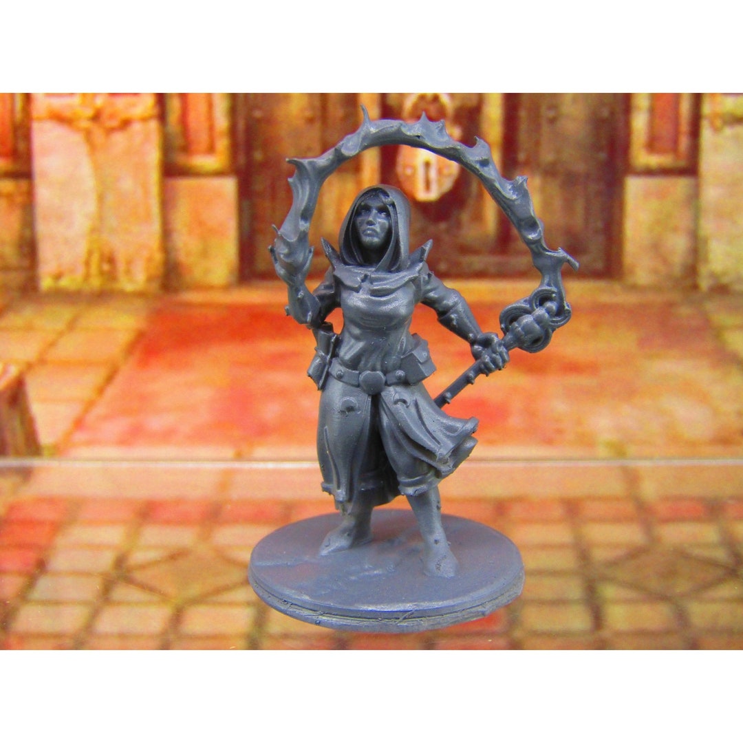 Dark Elf Sorceress Wizard W/ Wand Mini Miniature Figure 3D Printed ...