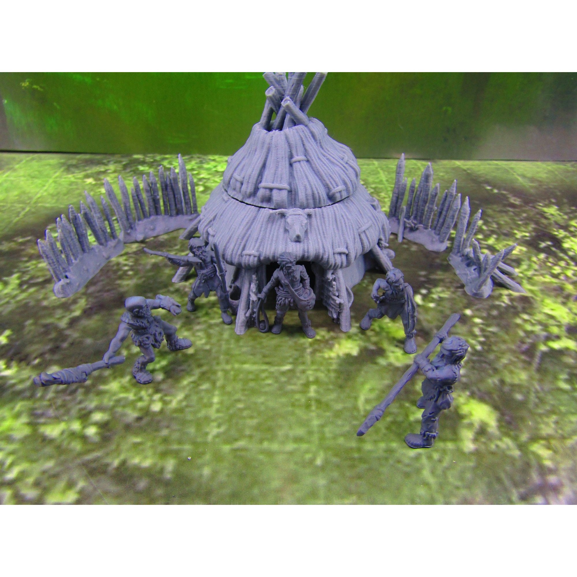 Prehistoric Grass Hut & Fence Sections W/ 5pc Caveman Male Hunters Set ...