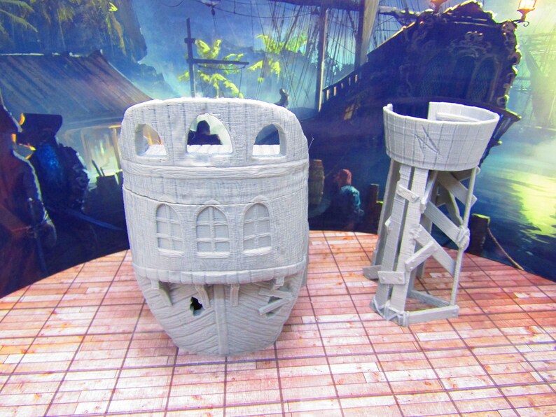 Boat Ship Hull House Hideout & Crow's Nest Watchtower Scatter Terrain ...