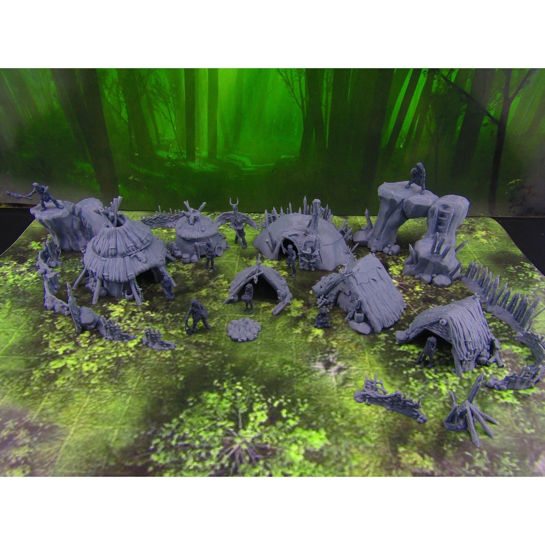 Prehistoric Caveman Tribal Village Rampart Set Mini Miniature Model ...