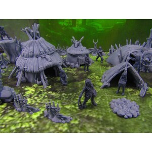 Prehistoric Caveman Tribal Village Rampart Set Mini Miniature Model ...