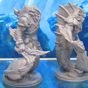 Merrow Merman Monster Sea Creature Pair Mini Miniature Figure 3D ...