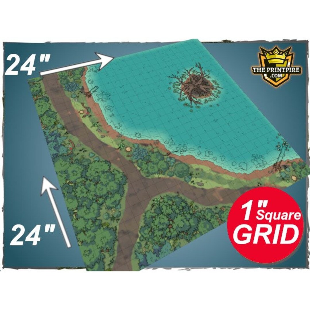 Lakeside Trail 1 Square Grid 24 X 24 1 Grid Paper Battlemat Battlegrid ...