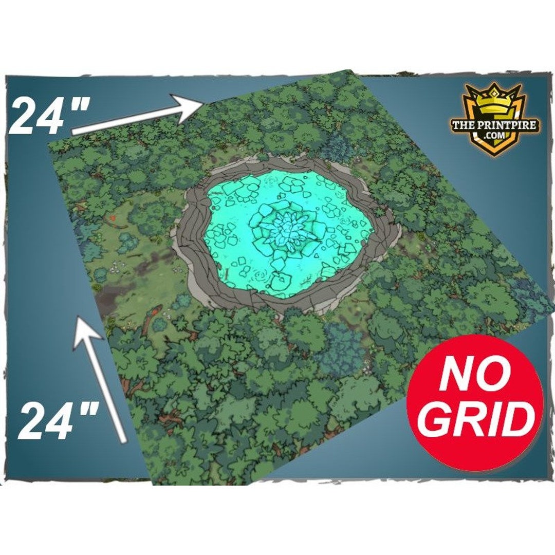Woodland Forest Flooded Sinkhole No Grid 24 X 24 Grid Paper Battlemat ...