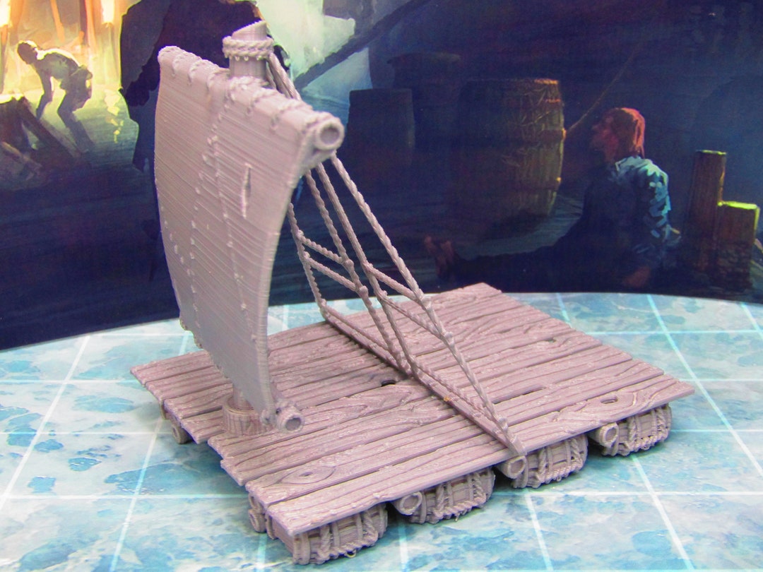 Seafaring Pontoon Sailing Raft Scatter Terrain Scenery 3D Printed Model ...