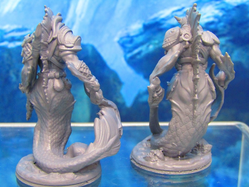 Merrow Merman Monster Sea Creature Pair Mini Miniature Figure 3D ...