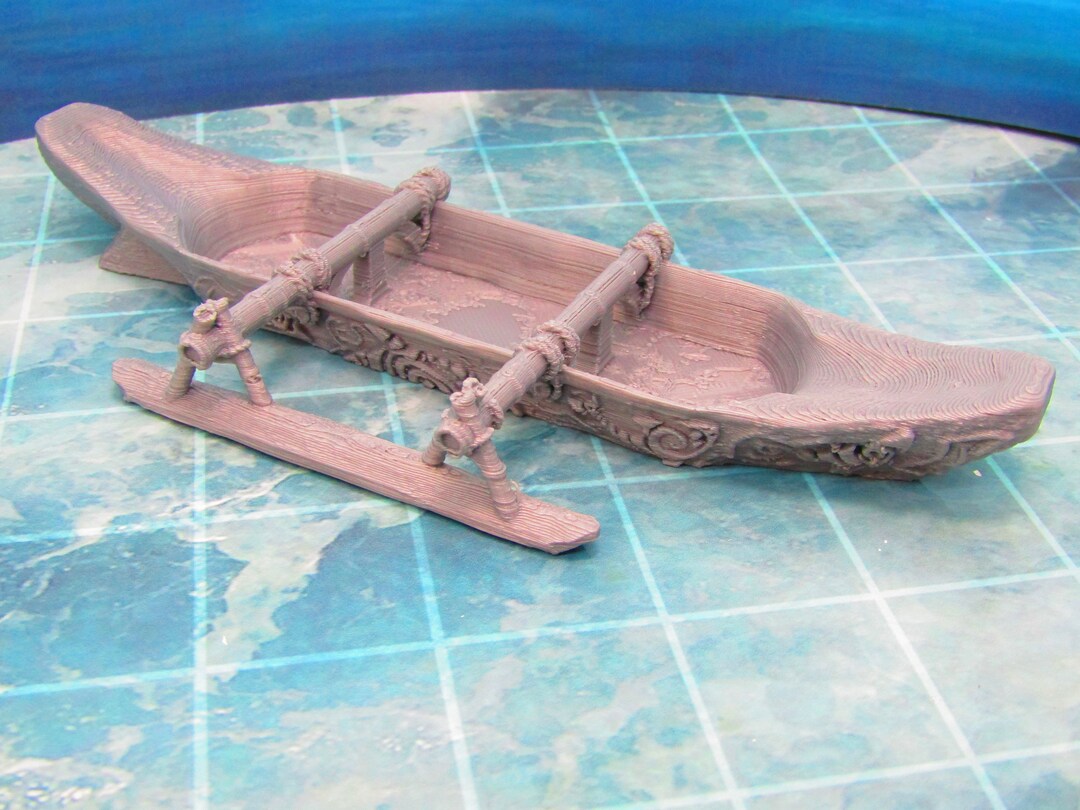 Canoe With Outrigger Boat Ship Scatter Terrain Scenery 3D Printed Model ...