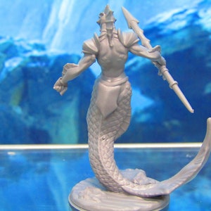Merfolk Merman Warrior W/ Spear Javelin Mini Miniature Figure 3D ...