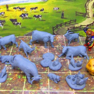 12pc Farm Animals Livestock Set Cows Chickens Goats Mini Miniature 3D ...
