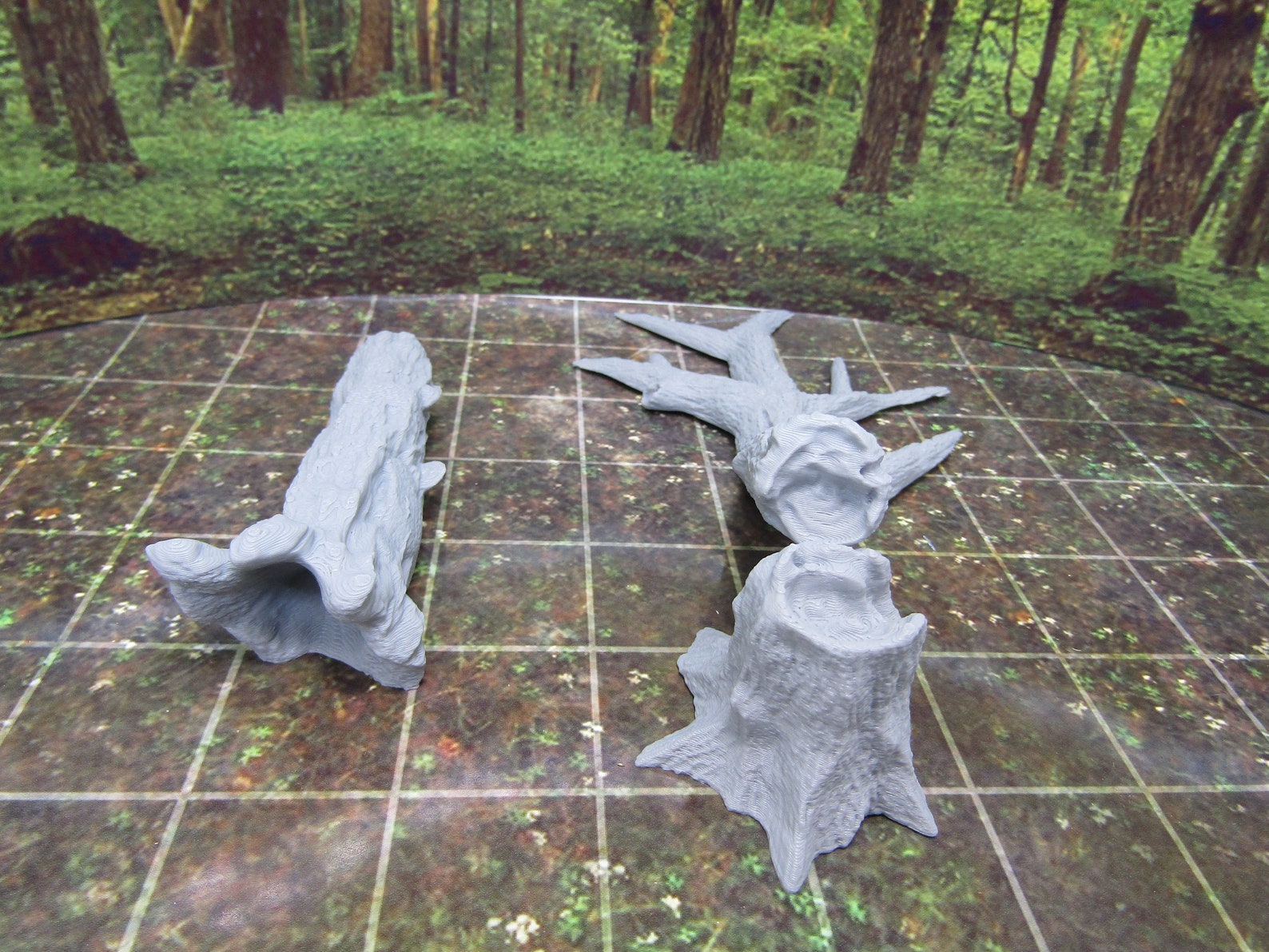 Fallen Tree and Mossy Log Pair Mini Scenery Terrain 3D Printed Model 28 ...