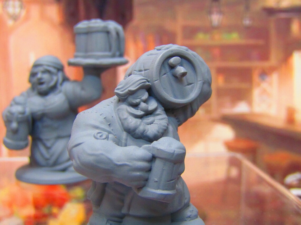 Dwarven Bartender and Waitress Mini Miniature Dwarf 3D Printed | Etsy