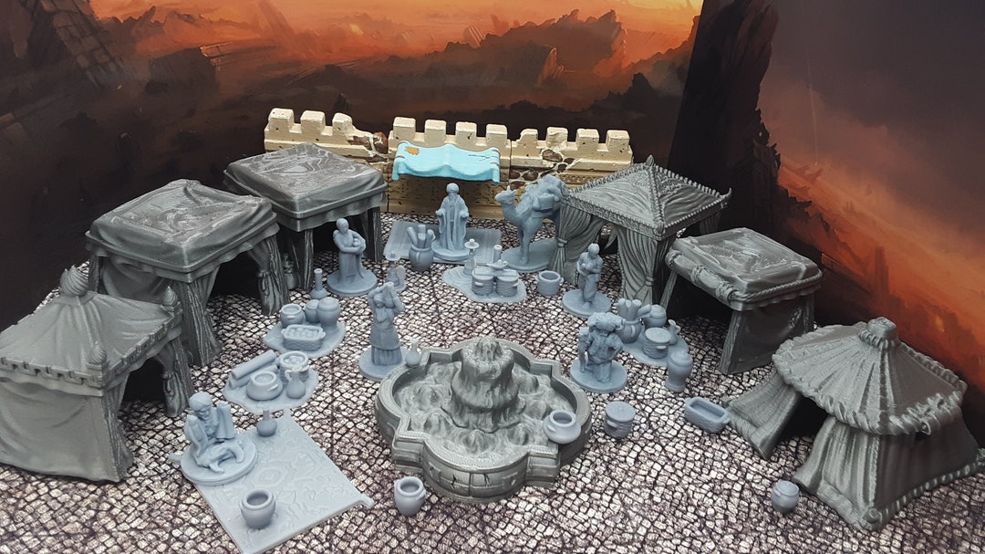 39 Piece Large Street Market Bazaar Set Scatter Terrain Tabletop Gaming ...