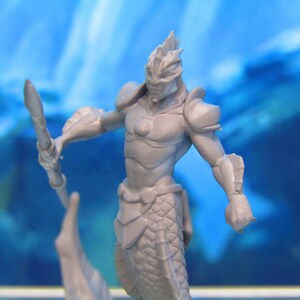 Merfolk Merman Warrior W/ Spear Javelin Mini Miniature Figure 3D ...
