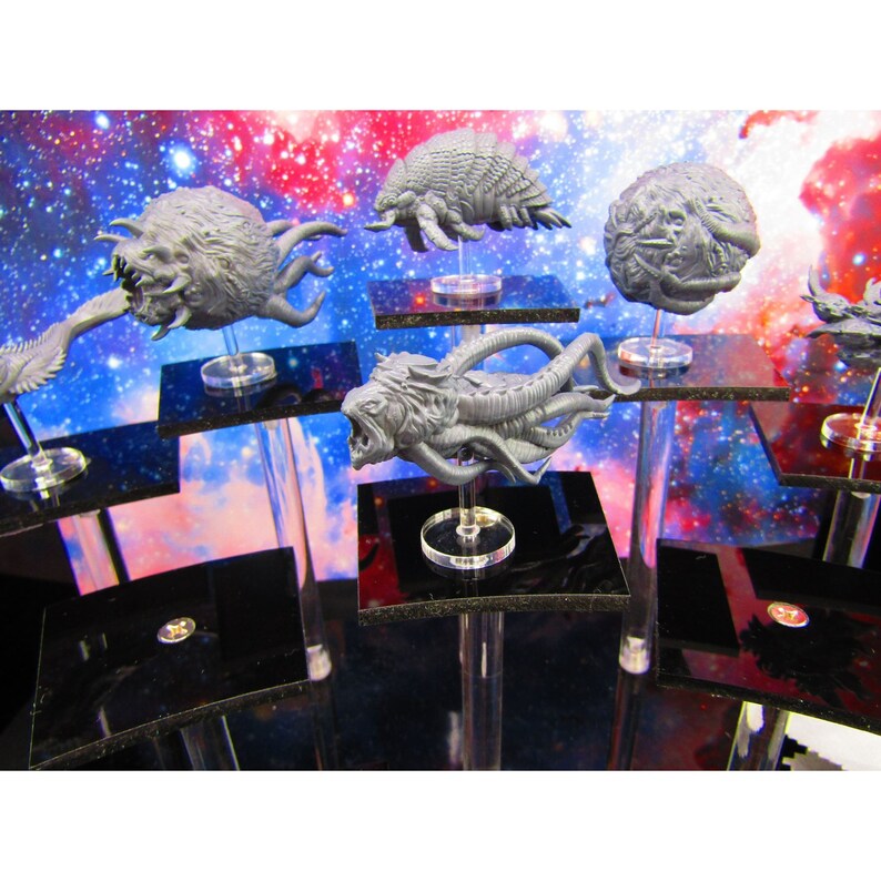 6pc Space Creatures Monsters Set Space War Gaming Set W/ Flight Stands ...