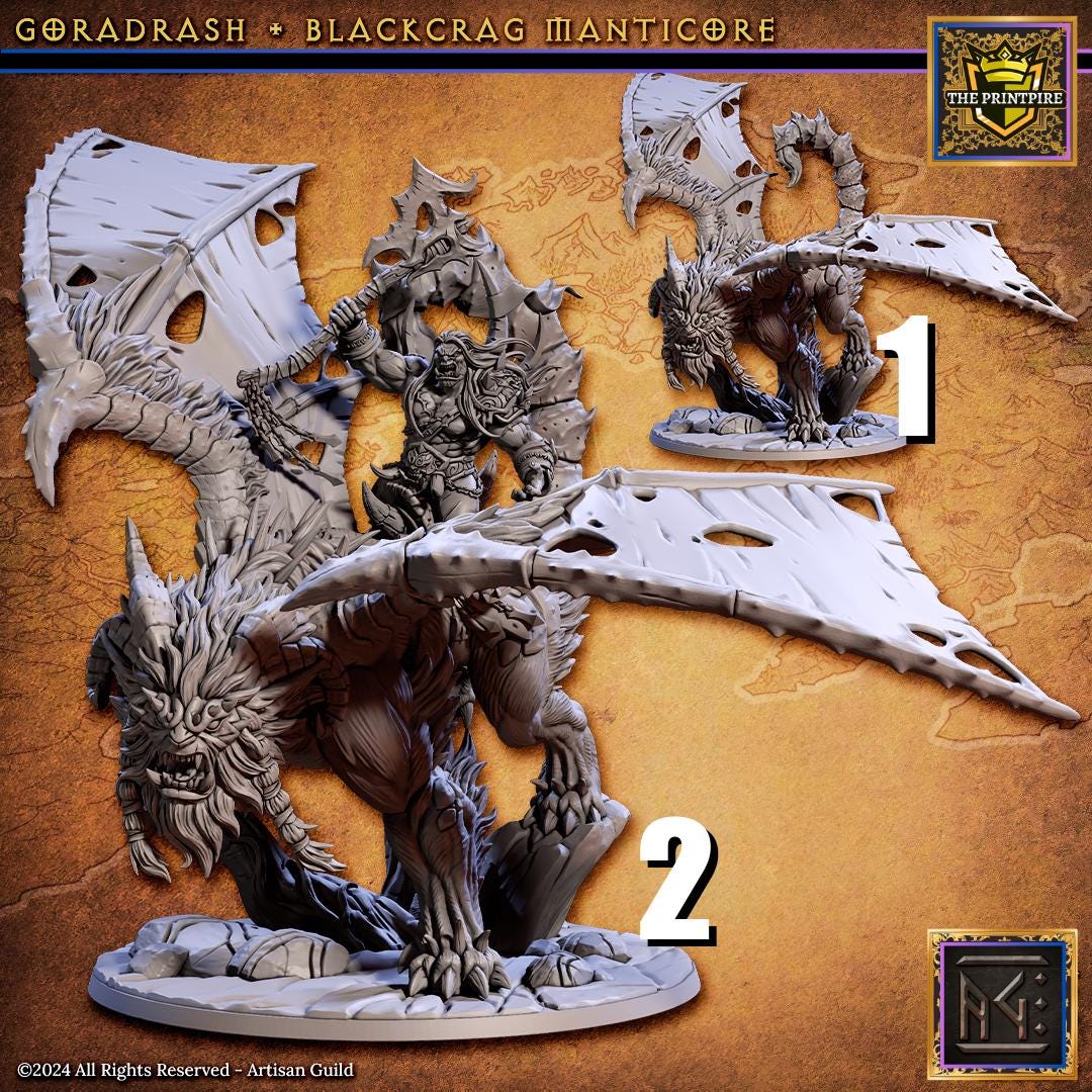 Goradrash, Manticore, W/ Orc Rider | Fantasy Boss Enemy | Resin Mini ...
