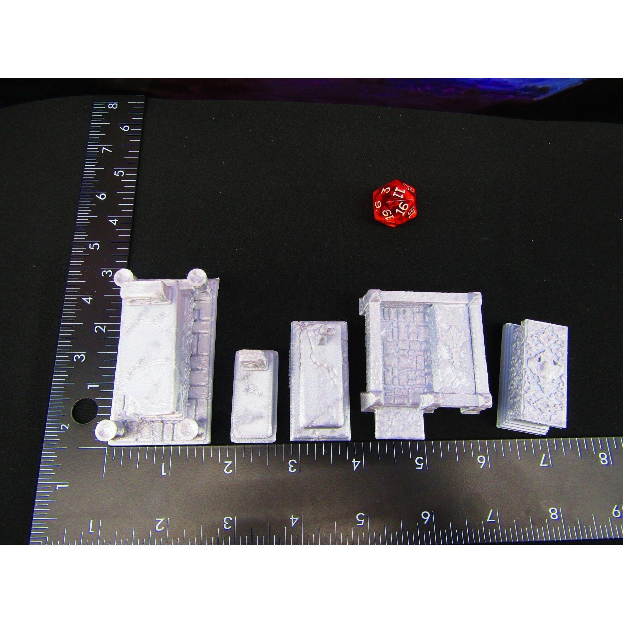 5 Tomb Gravesite Vault 7pc Grave Set for Graveyard / Cemetery Scatter ...