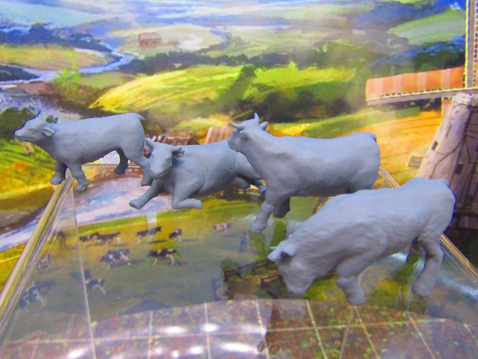 4pc Cows Cattle Farm Animals Livestock Mini Miniature 3D Printed Figure ...