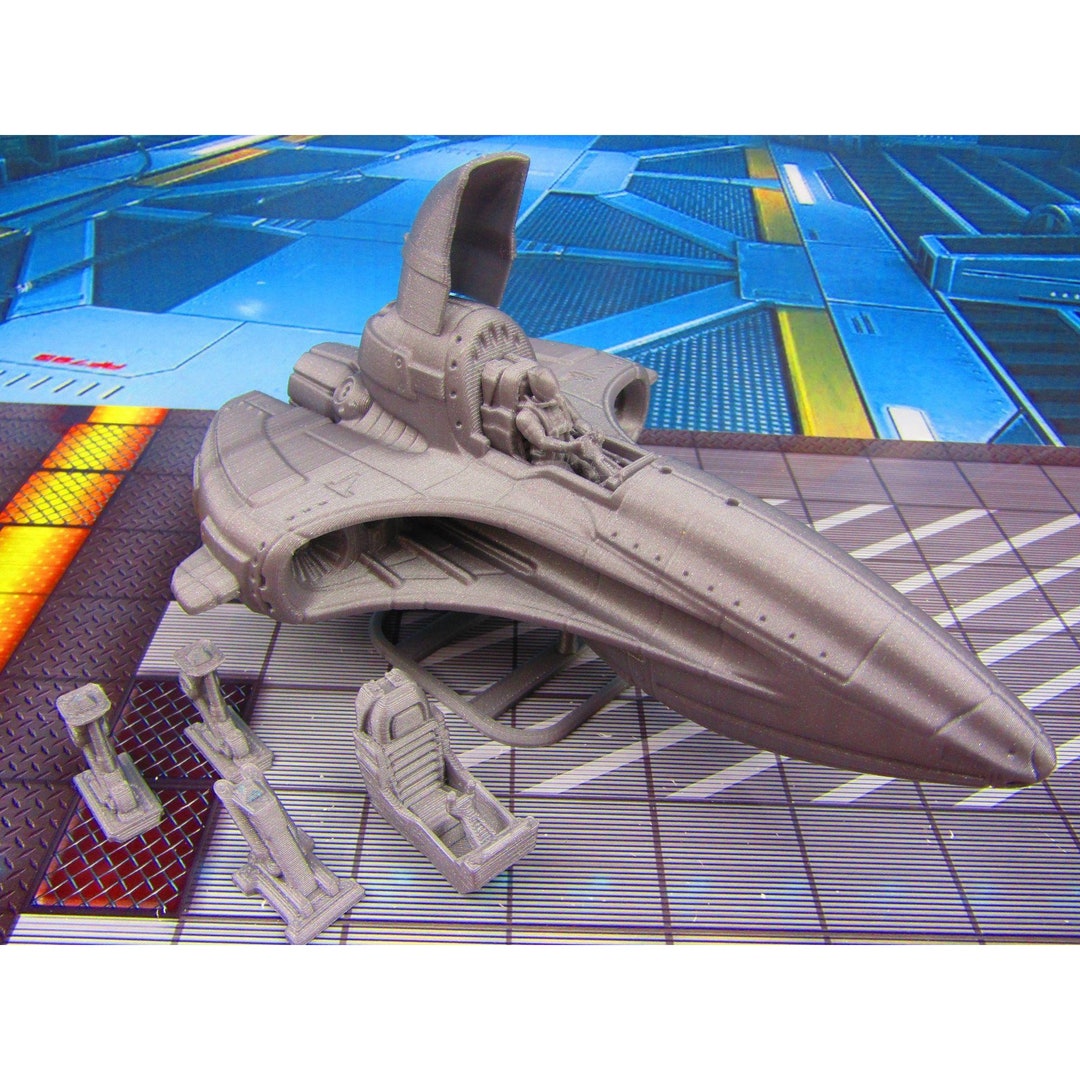 Space Ship Star Fighter B W/ Pilot Scenery Scatter Terrain 3D Printed ...