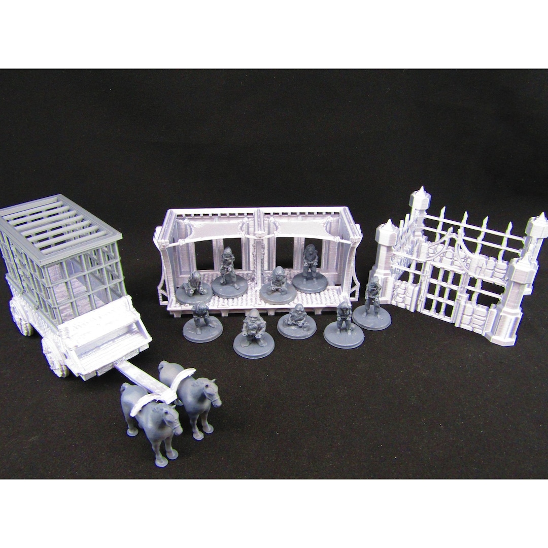 Slave Auction Block W/ Wagon and Prison Cell Scatter Terrain Scenery 3D ...
