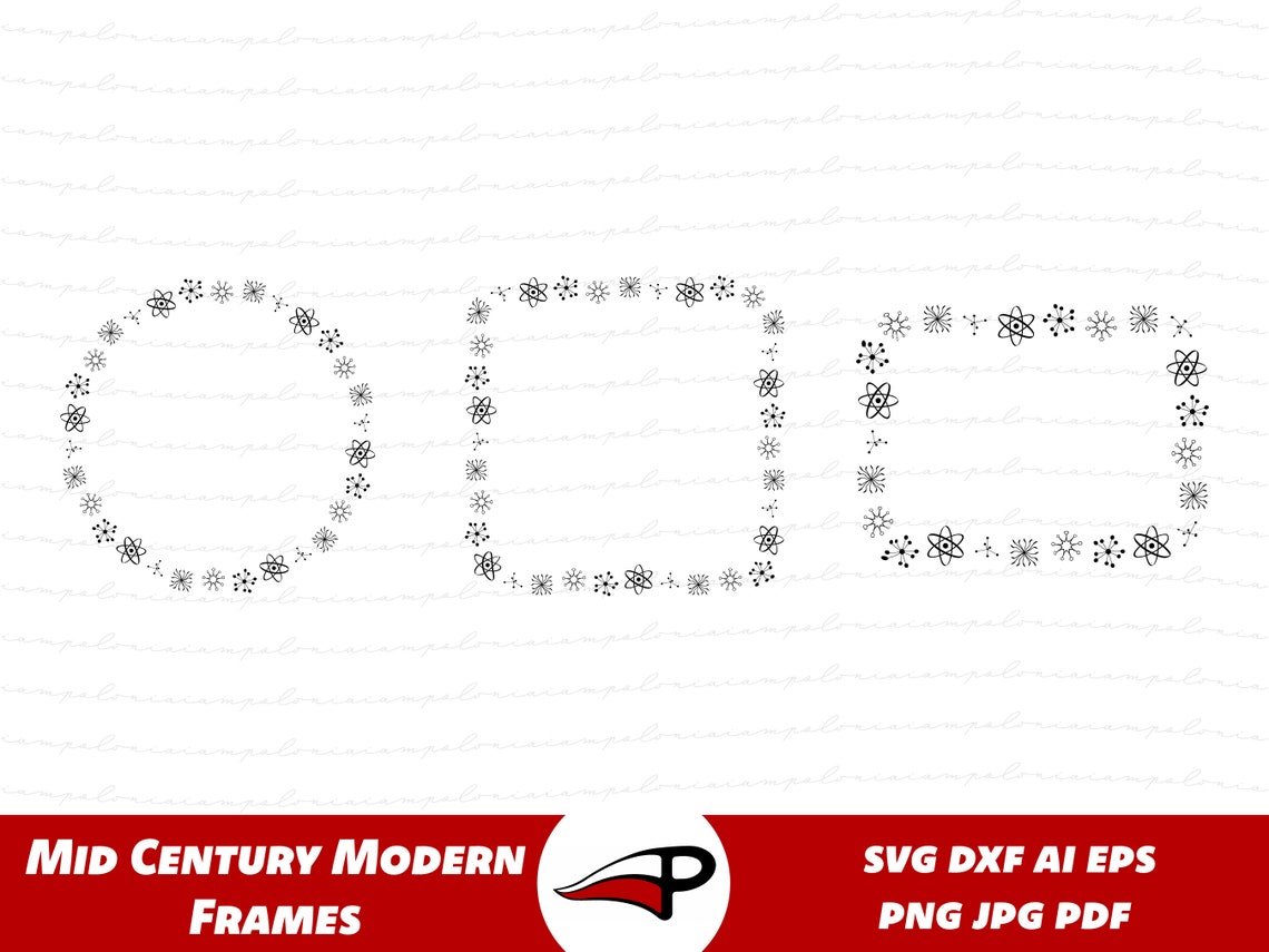Mid Century Modern Frames SVG Bundle Retro PNG Borders - Etsy