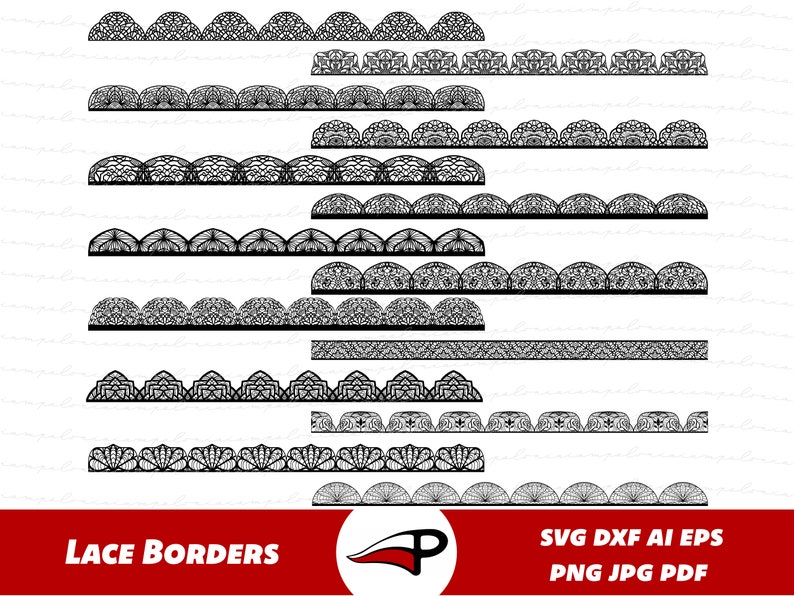 Lace Borders SVG Bundle Lace Paper Ribbons Png Decorative | Etsy