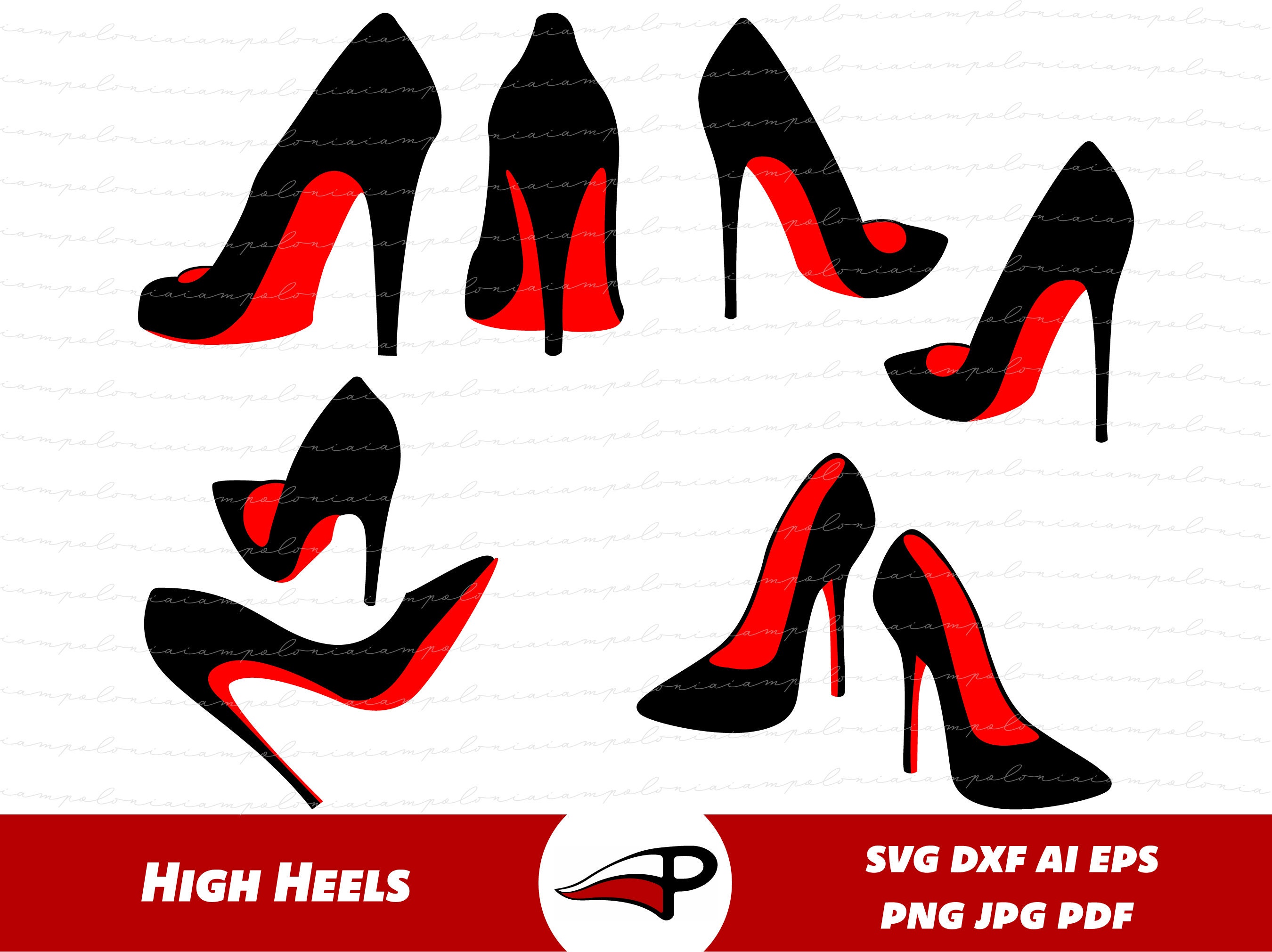 Red Bottom Heels SVG Bundle, High Heels PNG Pack, Sexy Shoes Clipart ...