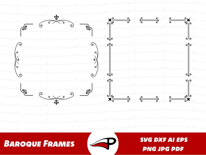 Baroque Square Frames SVG Ornate Borders PNG Fancy Frames - Etsy