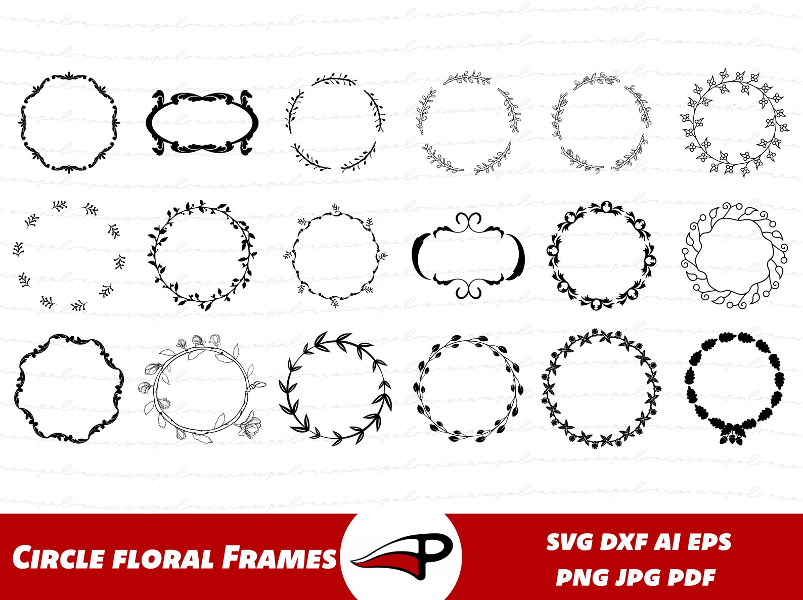 Circle Frame SVG Bundle Monogram Frames Clipart Round Border | Etsy