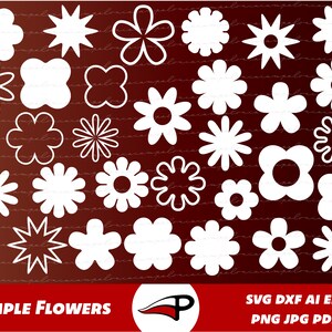 Simple Flower Shapes SVG, Cute Flower Silhouettes , Daisy Flower PNG ...