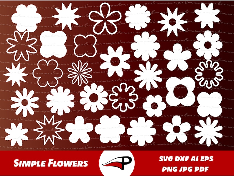 Simple Flower Shapes SVG Cute Flower Silhouettes Daisy - Etsy