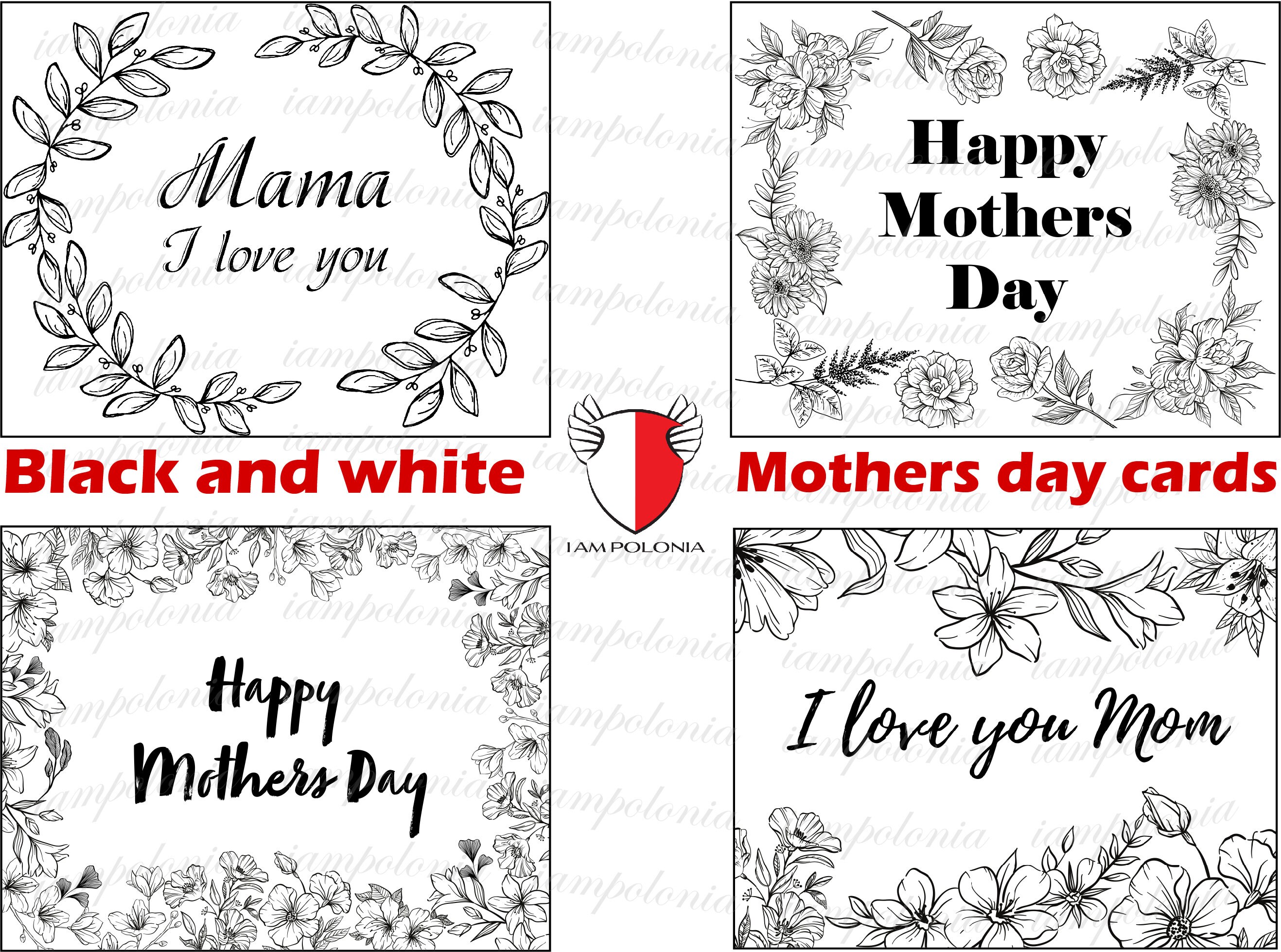 Mothers Day Cards Black And White