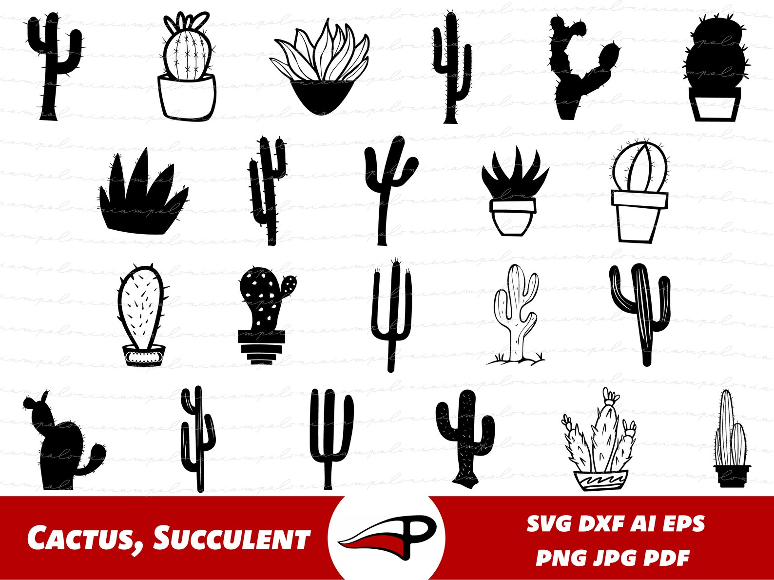 Cactus SVG Bundle Cactus Clipart File Cacti Silhouette | Etsy