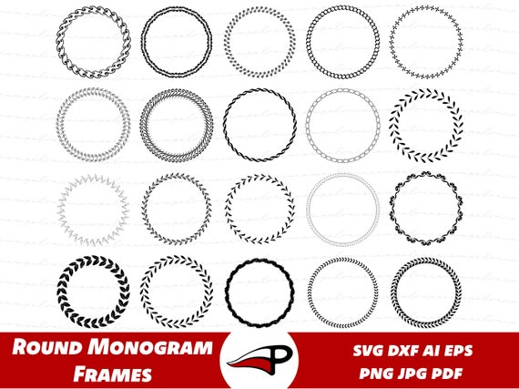Round Monogram Frames SVG Bundle Wedding Border PNG Pack - Etsy